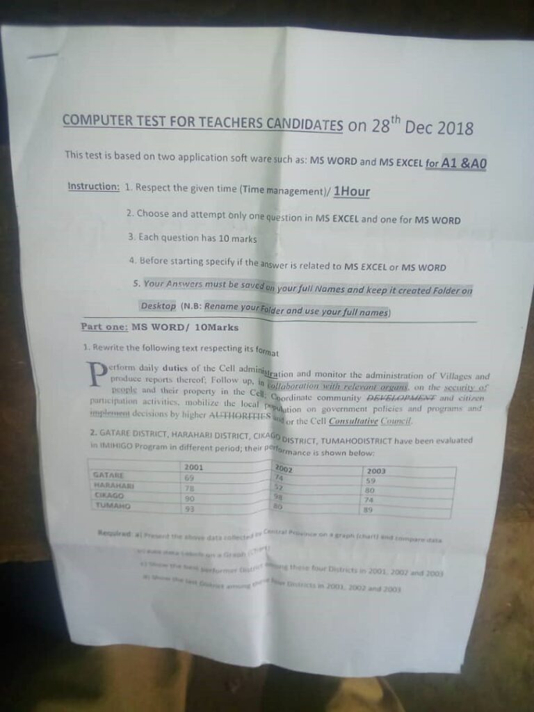 EXAM FOR TEACHERS- COMPUTER TEST (PAST PAPER) - EDUFEEDS || TOGETHER WE ...
