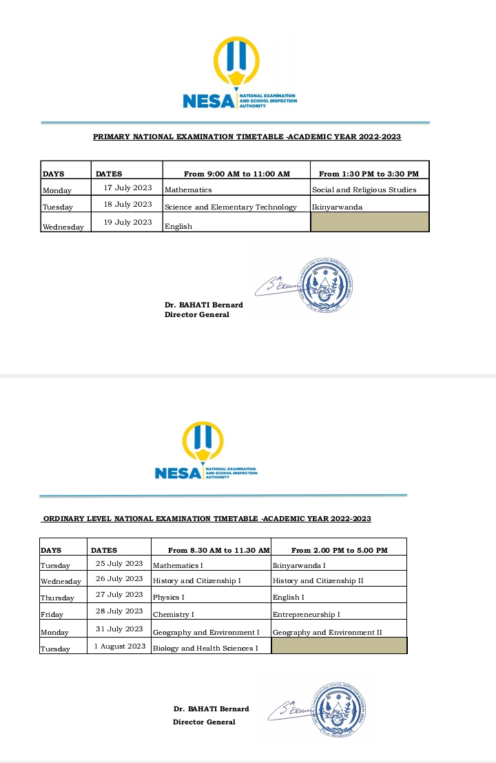 Updates 2022-2023 National examination Timetable - EDUFEEDS || TOGETHER ...